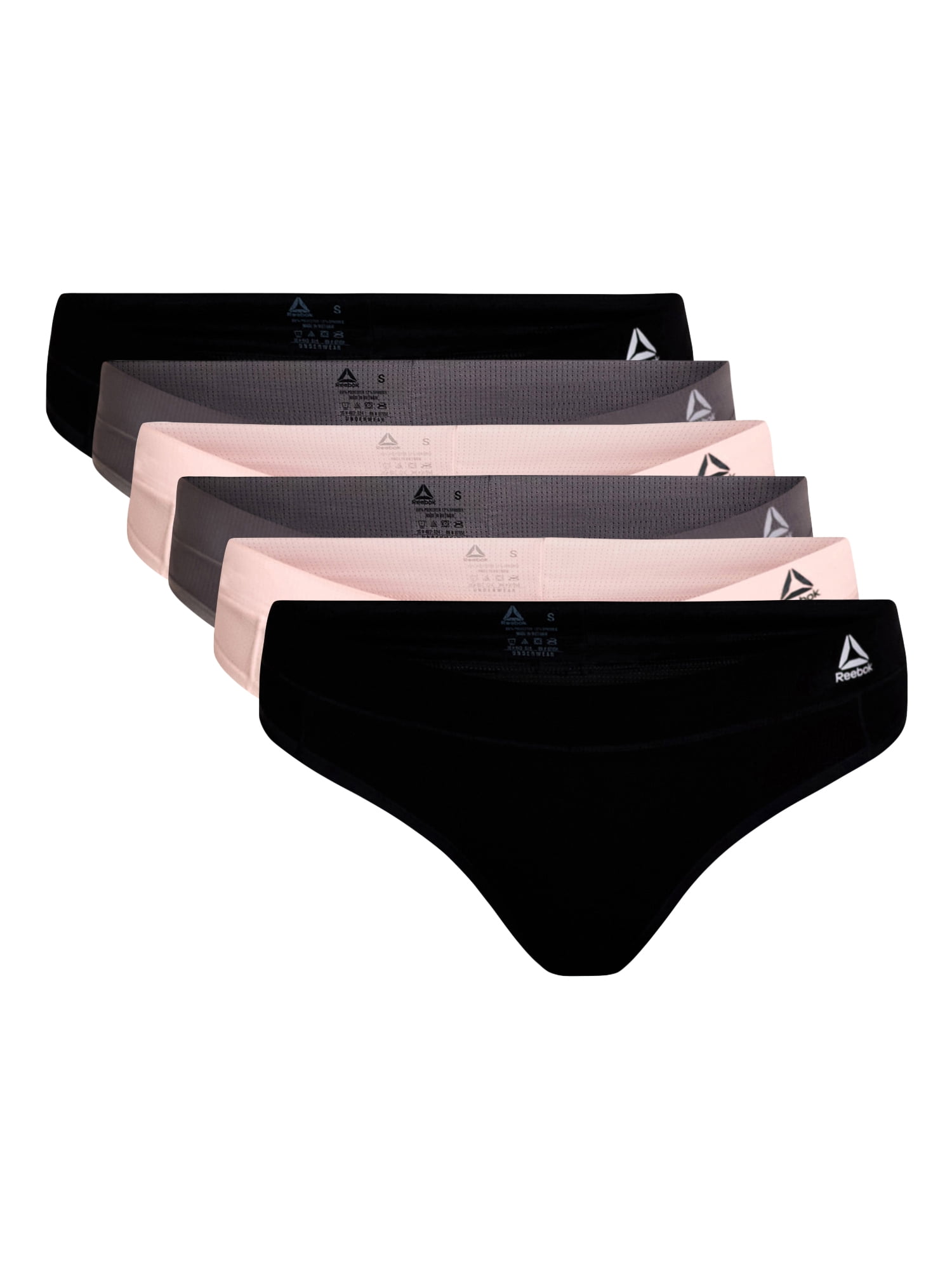 Reebok Women's Underwear Airtech Performance Thong Panties, 6-Pack ...