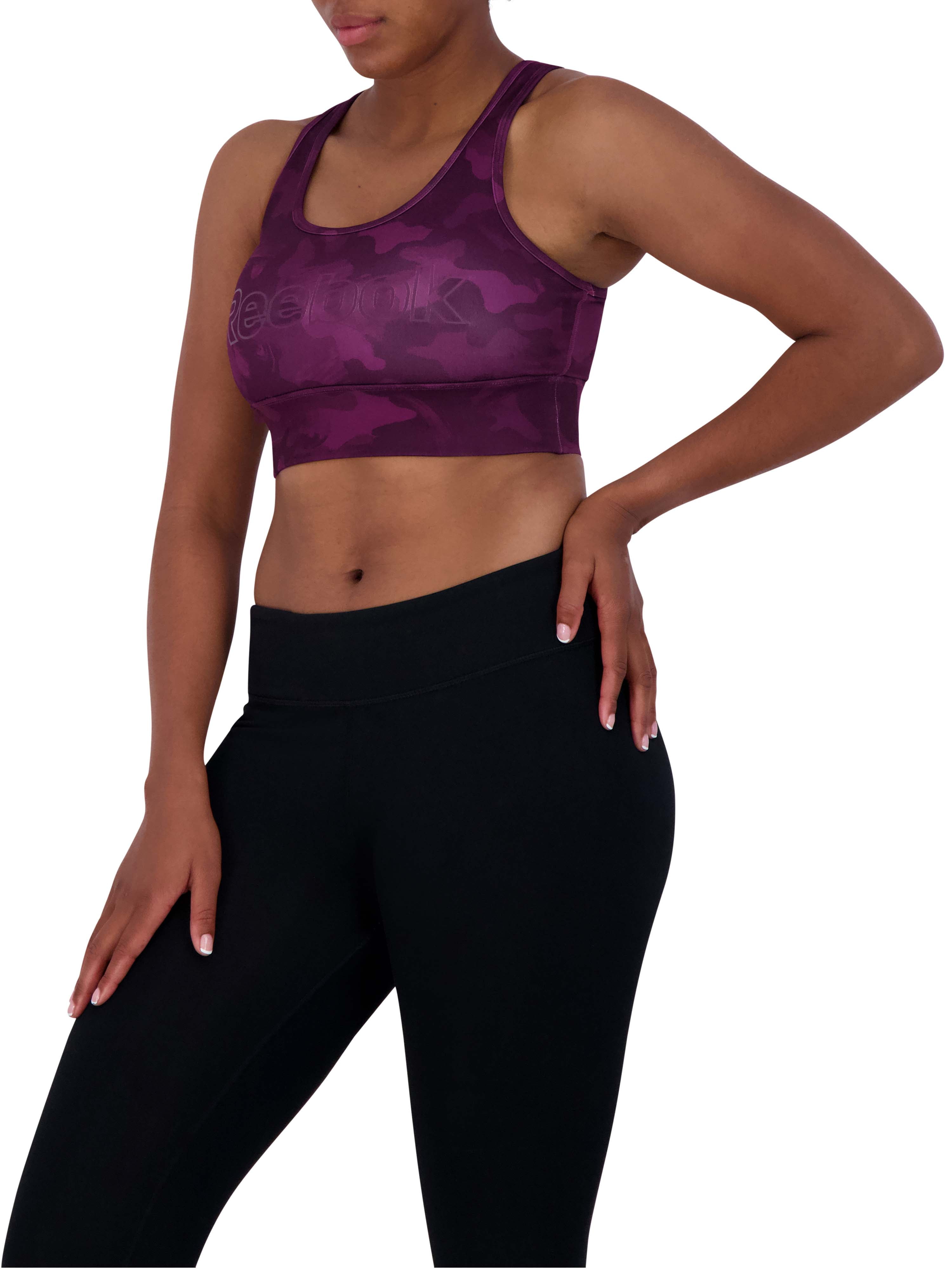 Reebok Women's Gravity Long Line Camo Print Sports Bra with Removable ...