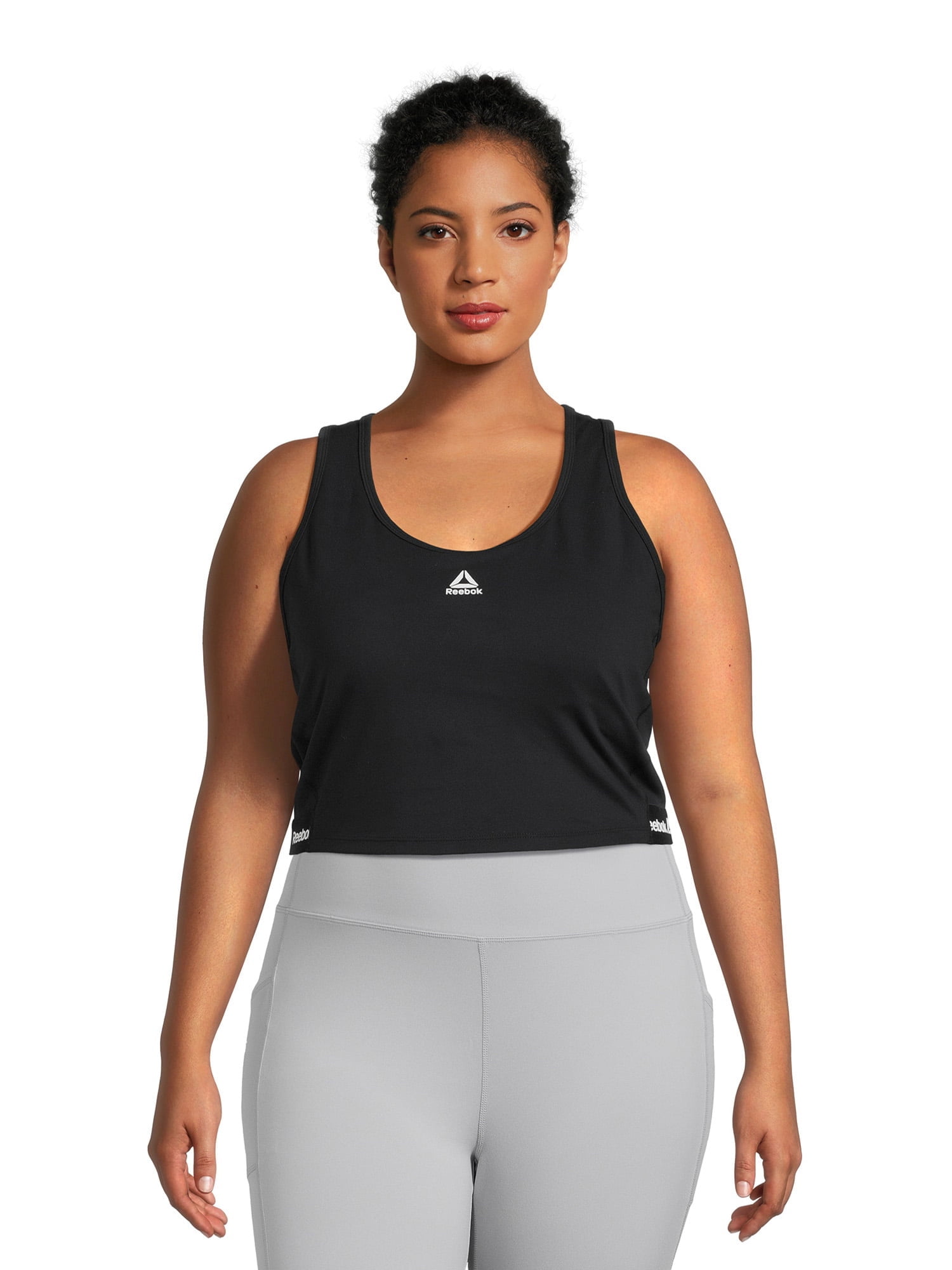 Reebok Womens Plus Size Cropped Bra Tank With Removable Cups
