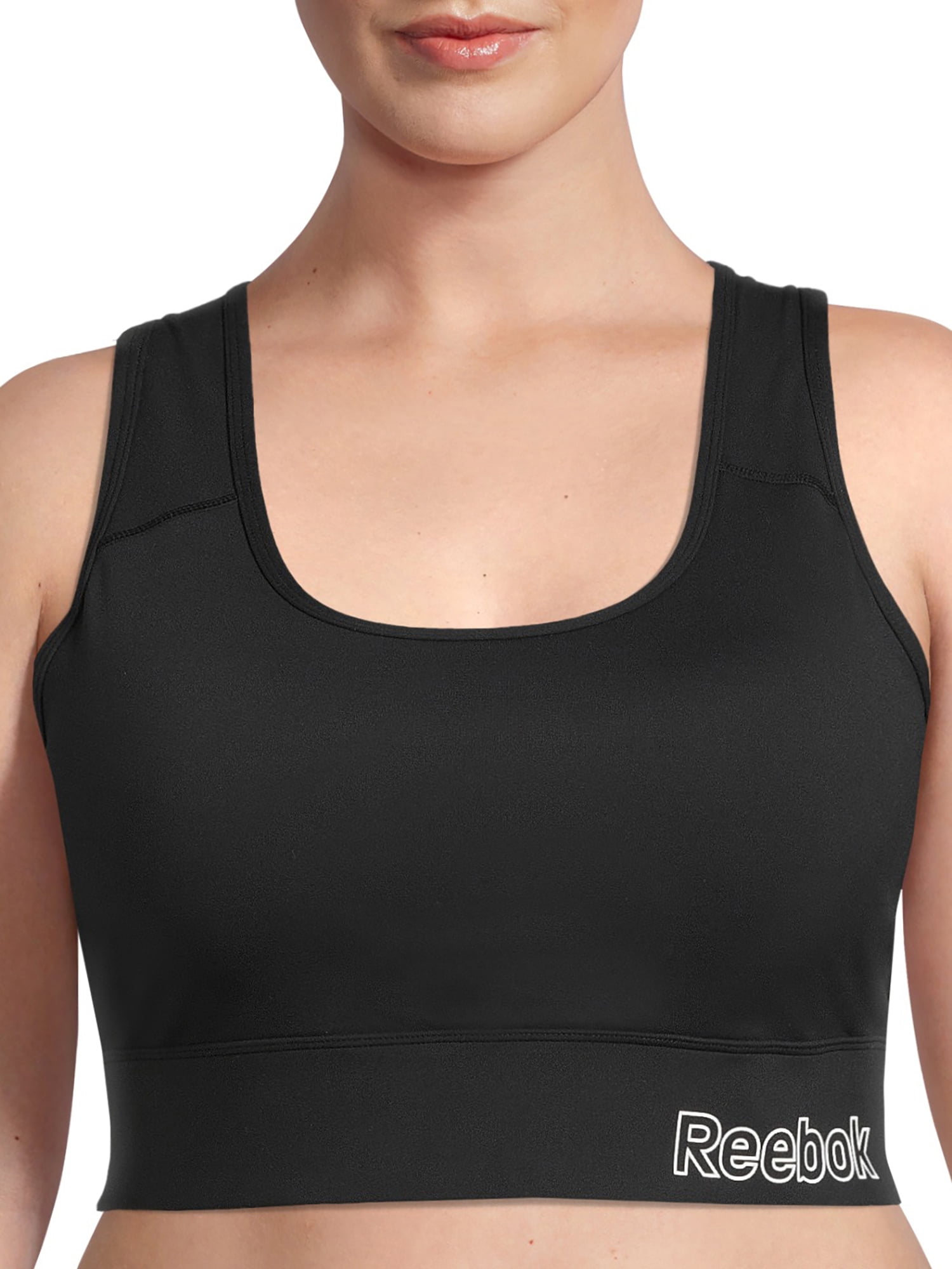 Reebok Women's Plus Size Essential Sports Bra with Back Pocket and ...