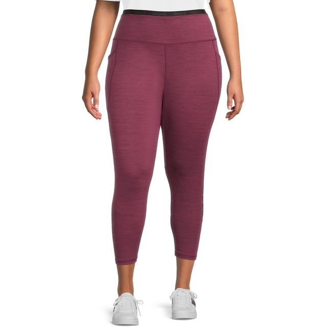 Reebok Women's Plus Size Flex High Rise 7/8 Leggings with Side Pockets ...