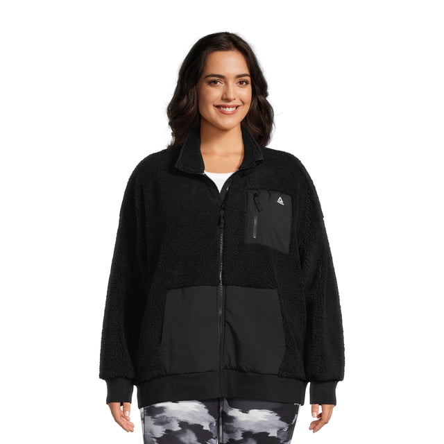 Reebok Women's Plus Size Getaway Faux Shearling Jacket with Front ...