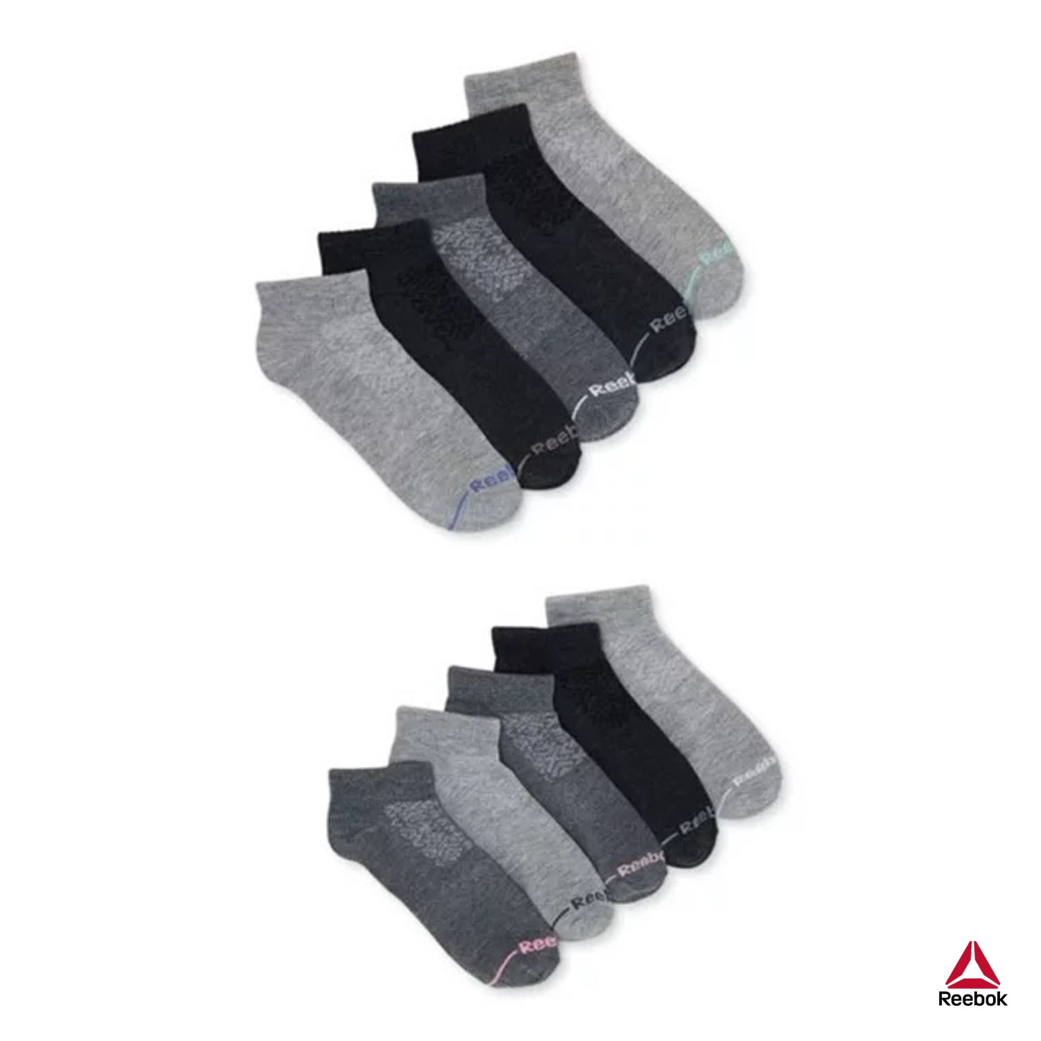 Reebok Women's Performance Lightweight Ankle Socks, 10-Pack, Moisture ...