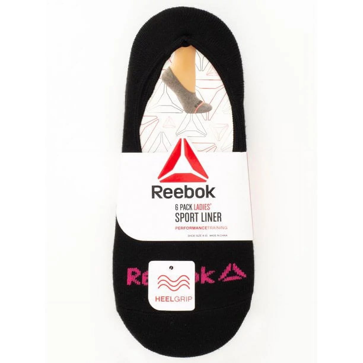 Reebok® Women's Sport Liner Socks, 6-Pack ”HEEL GRIP“ Black/Gray/White ...