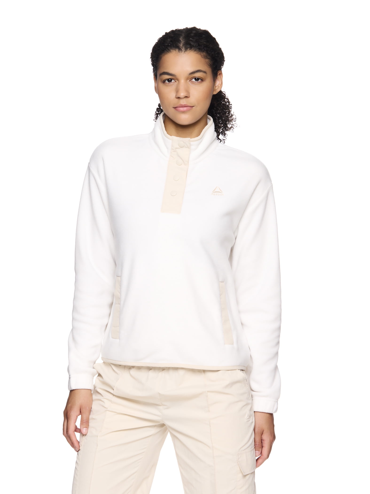 Reebok Women's Plus Pullover Sweatshirt with Pockets, Mock Neck, Sizes ...
