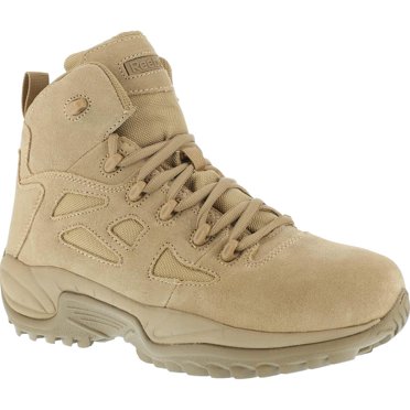 Reebok Mens Desert Tan Suede Tactical Boots Rapid Response RB Side Zip ...