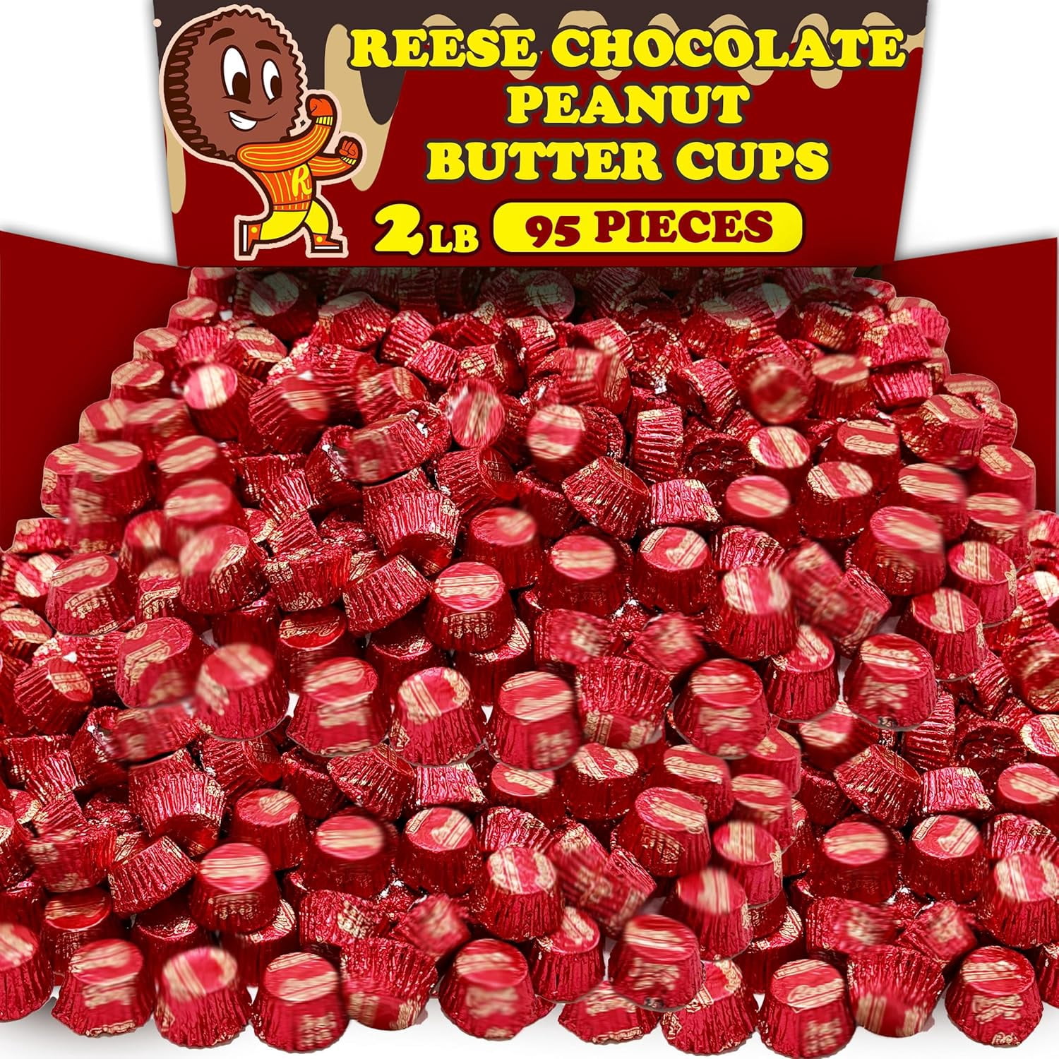 Reeces Red Peanut Butter Cups, Bulk 2 Lbs Individually Wrapped Milk ...