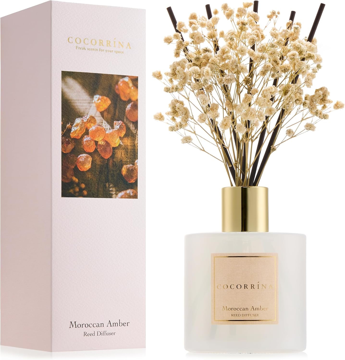 Reed Diffuser - Moroccan Amber 6.7 Fl.oz Reed Diffuser Set with Sticks ...