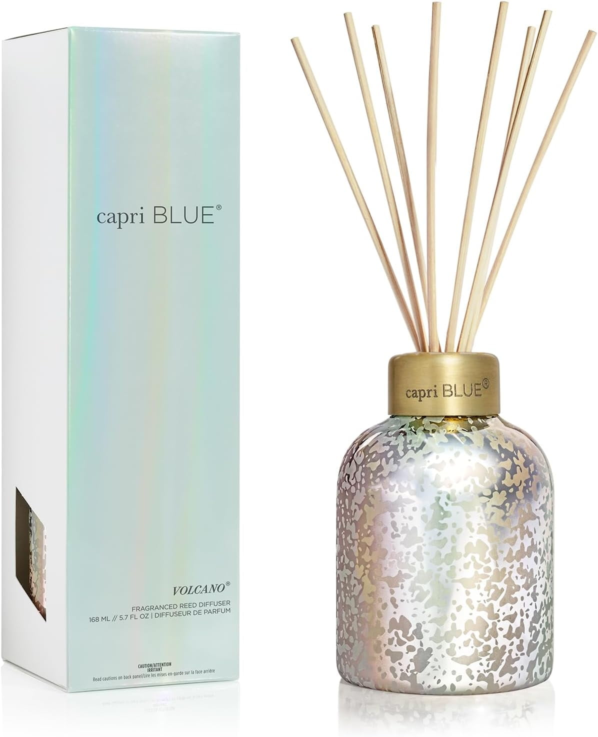 Reed Diffuser - Reed Diffuser Set Includes Scented Oil, Sticks, and Mercury Iridescent Glass ...
