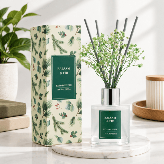 Reed Diffuser Set 3.38 Fl Oz (100 Ml) - Balsam & Fir Oil Diffusers With ...