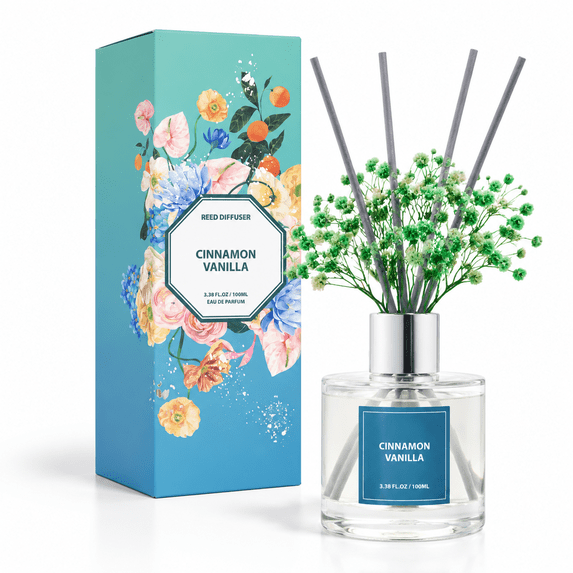 Reed Diffuser Set 3.38 Fl Oz (100 Ml) - Cinnamon Vanilla Oil Diffusers ...