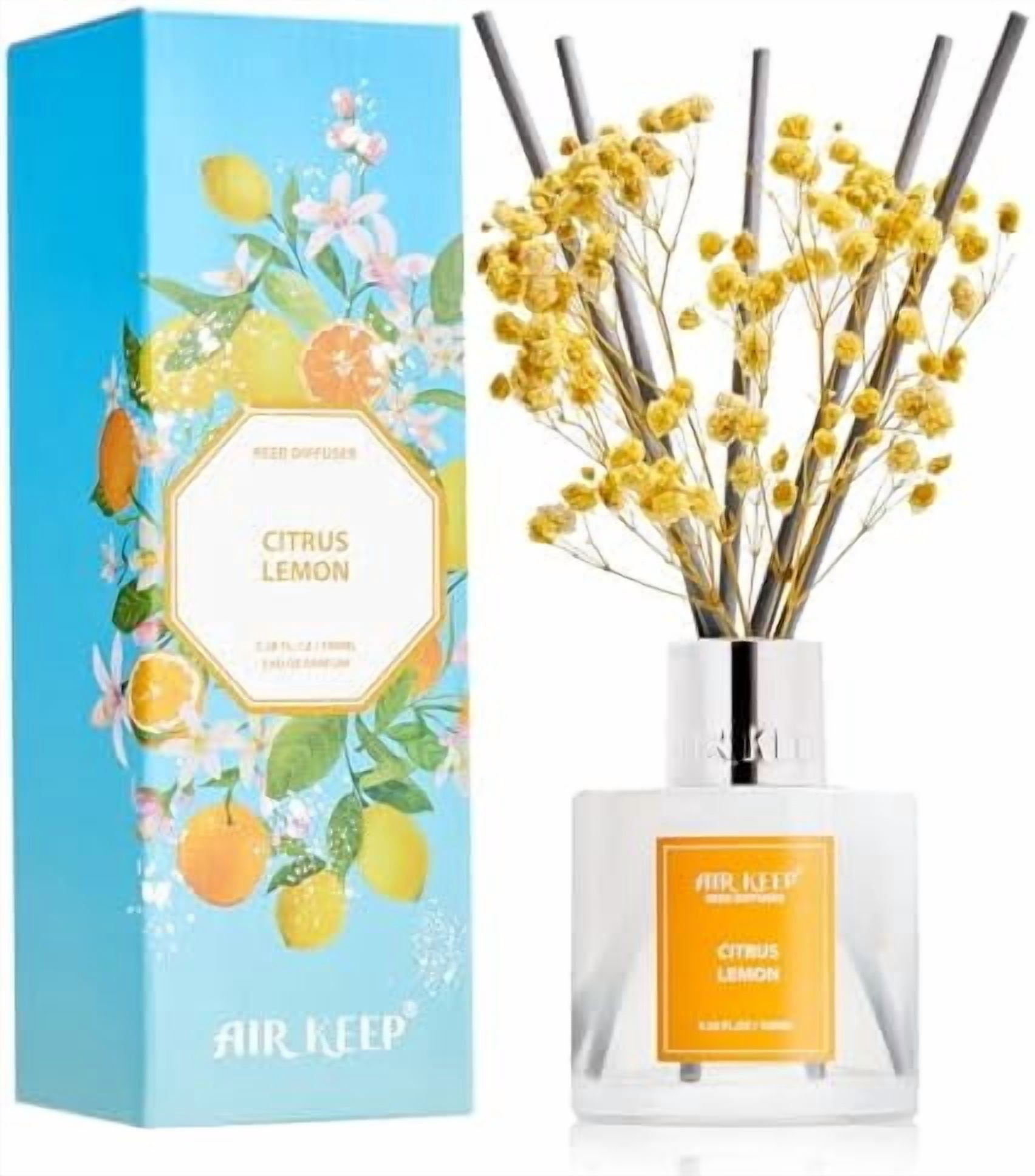 Reed Diffuser Set,3.38 fl oz (100 ml) - Citrus Lemon Oil Diffusers with ...