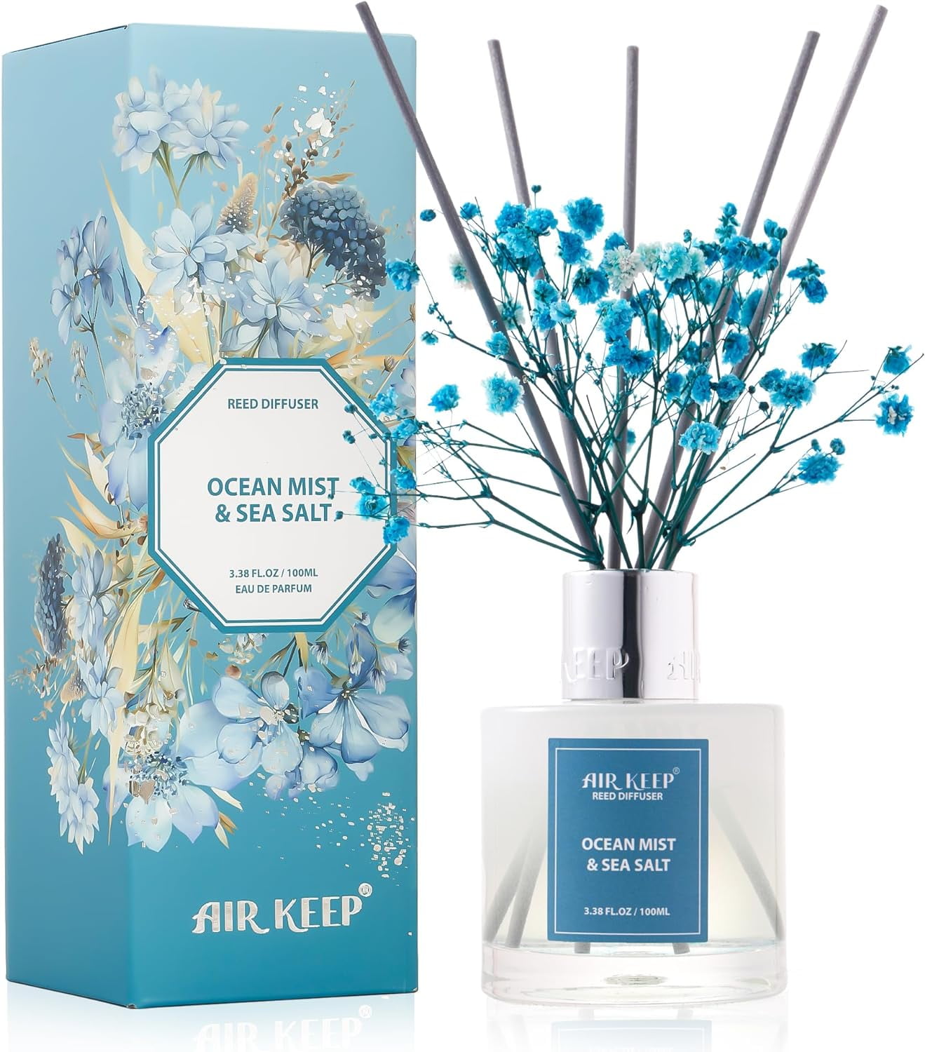 Reed Diffuser Set,3.38 fl oz (100 ml) - Ocean Mist&Sea Salt Oil ...
