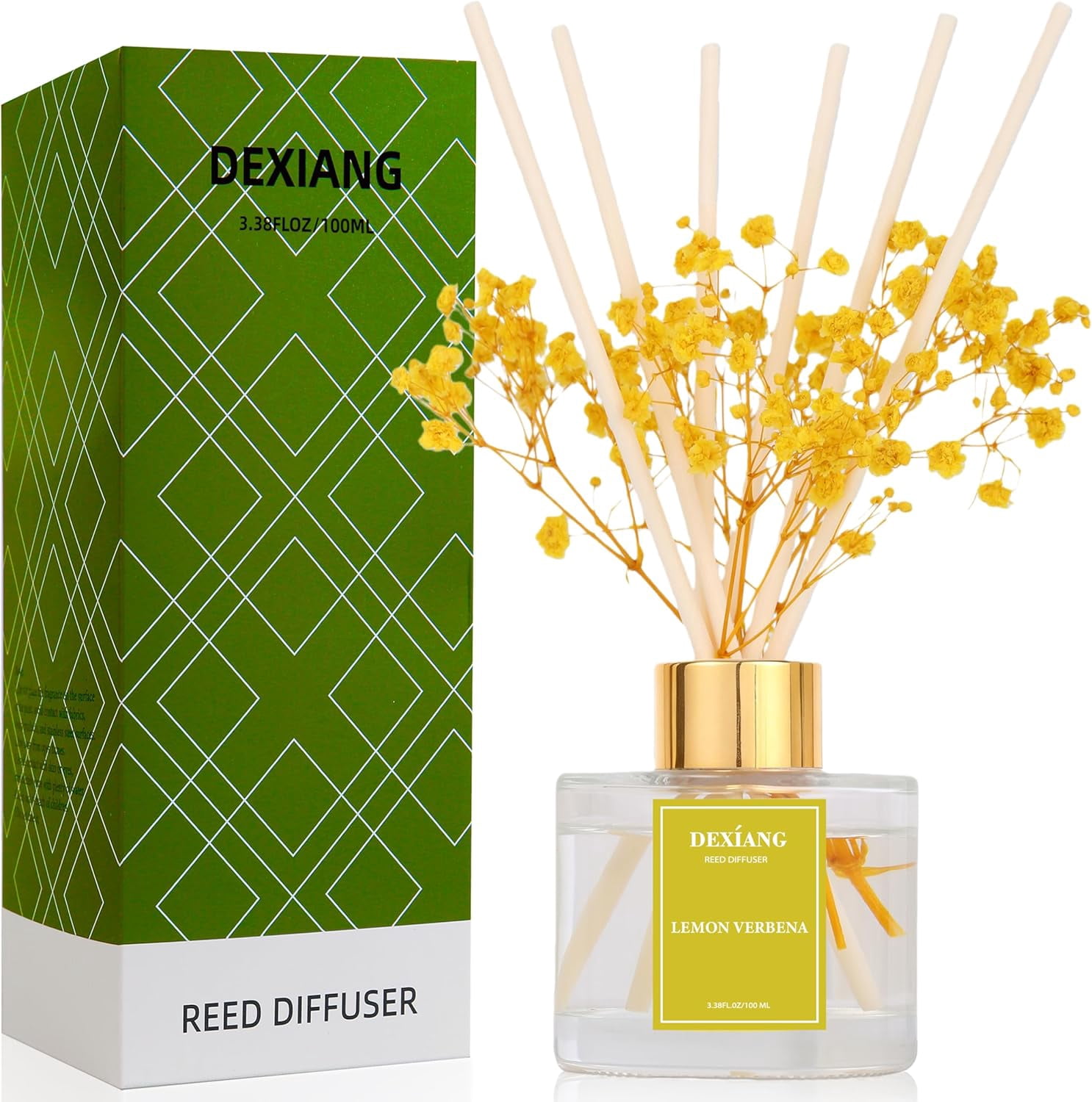 Reed Diffuser Set - 3.38 fl oz Lemon Verbena Premium Scented Oil with ...