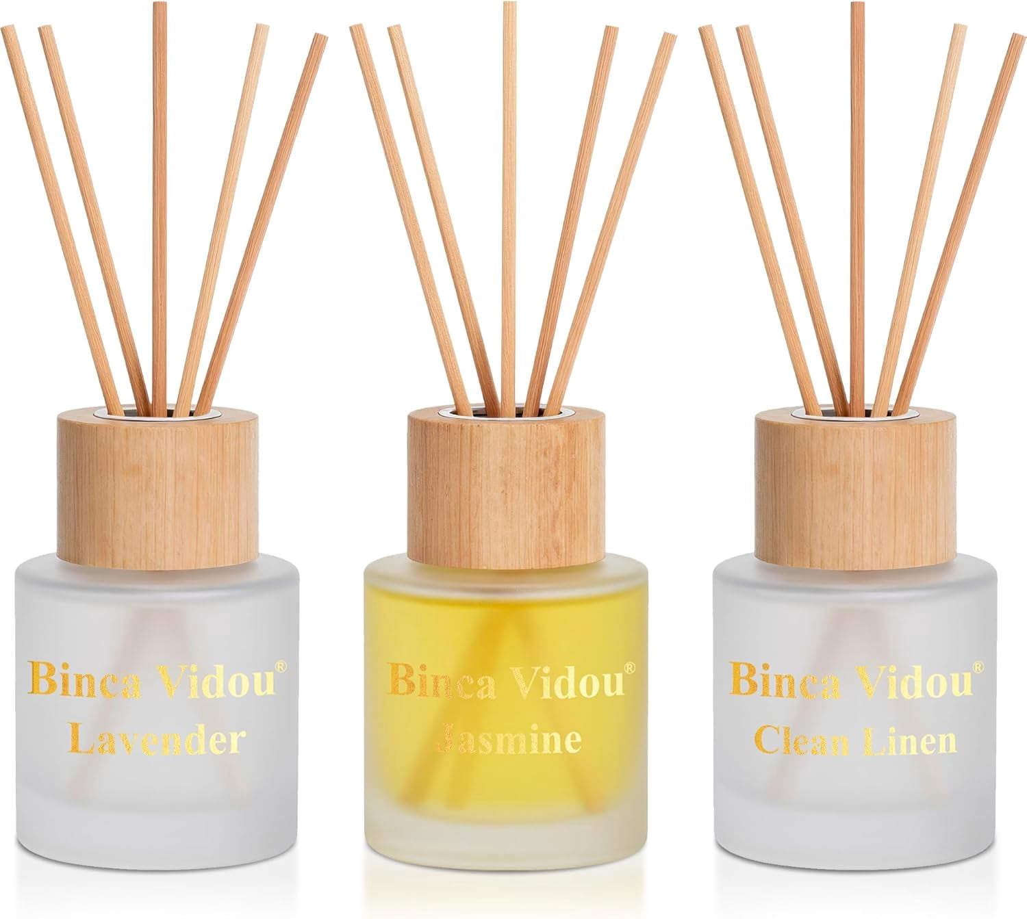 Reed Diffuser Set of 3, Binca Vidou Lavender, Linen & Jasmine Natural ...