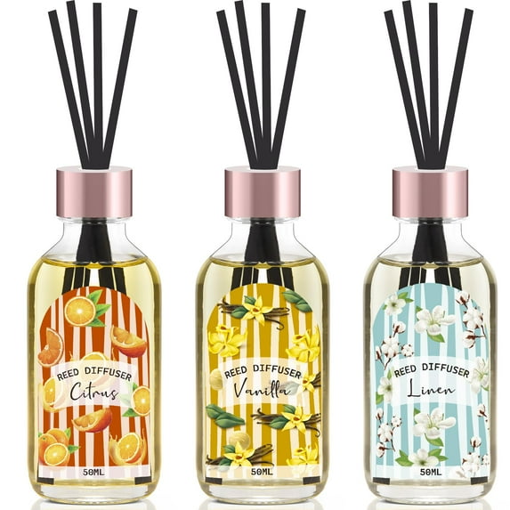 Reed Diffuser Set of 3 Pack, Linen Vanilla Citrus Scented Oil Diffuser ...