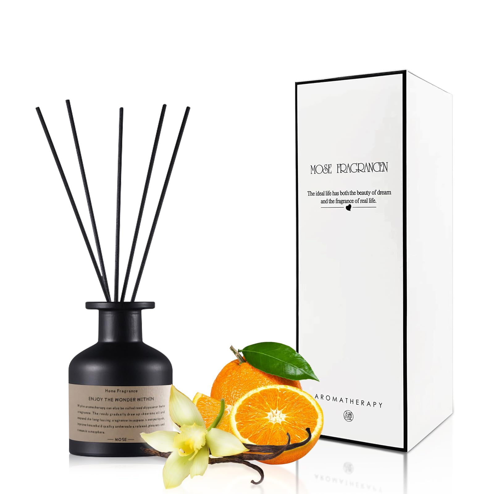 Reed Diffuser Set,4.1 oz Vanilla & Citrus Scented Oil Diffuser with 5 ...