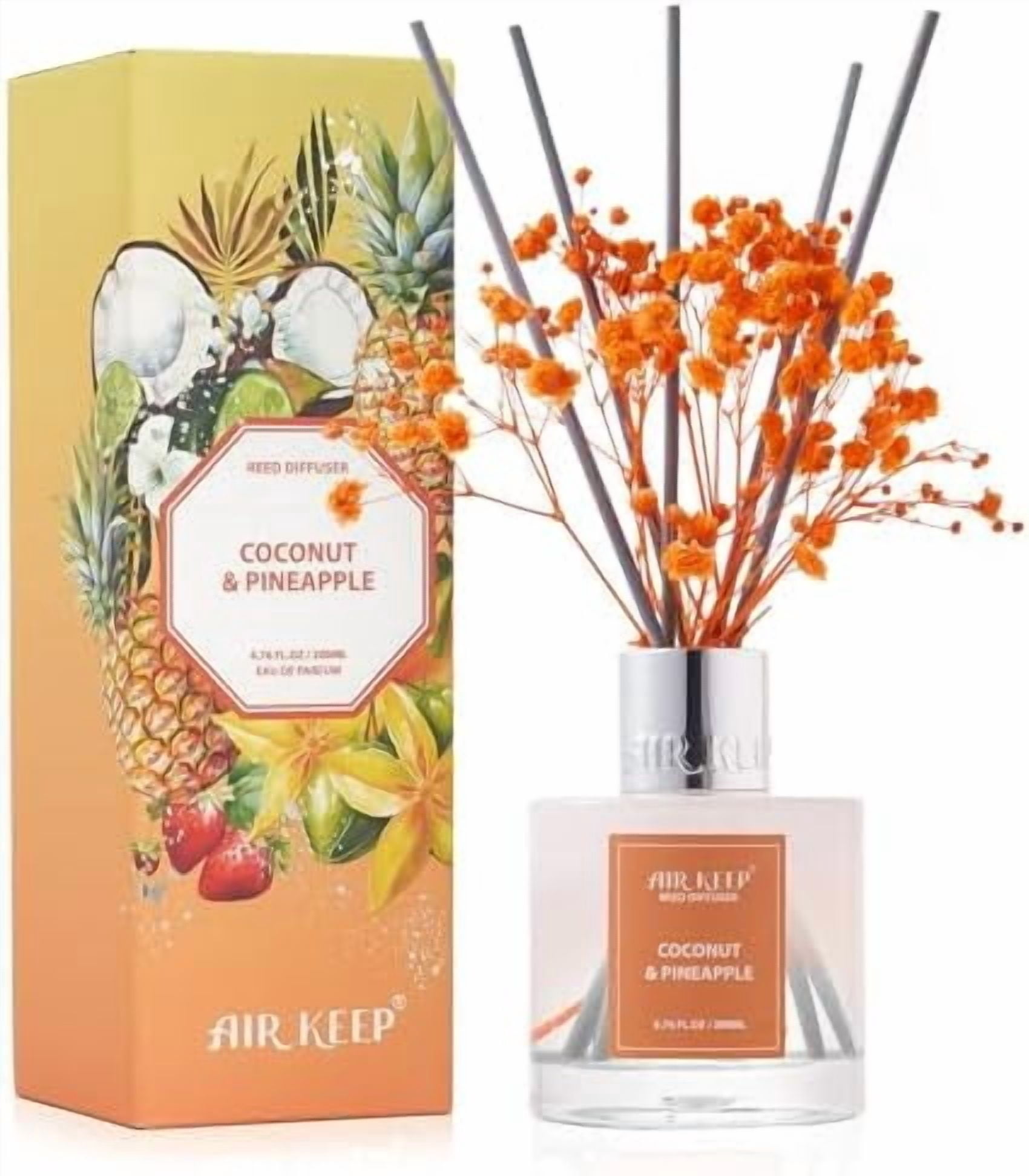Reed Diffuser Set,6.76 fl oz (200 ml) - Coconut & Pineapple Oil ...
