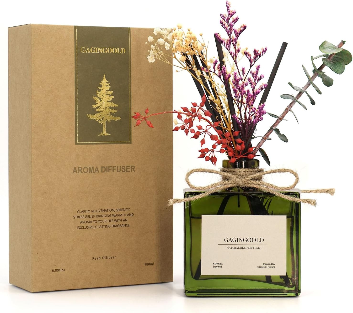 Reed Diffuser Set, 6 fl oz Sandalwood Scent Diffuser with Sticks, Reed ...