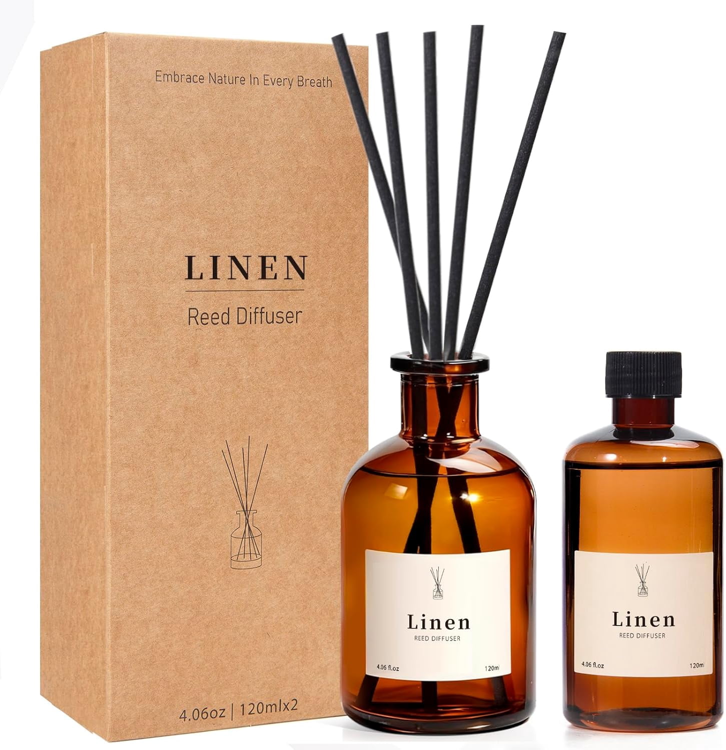 Reed Diffuser Set, 8.12 fl.oz Linen Scented Oil Diffuser, Home ...