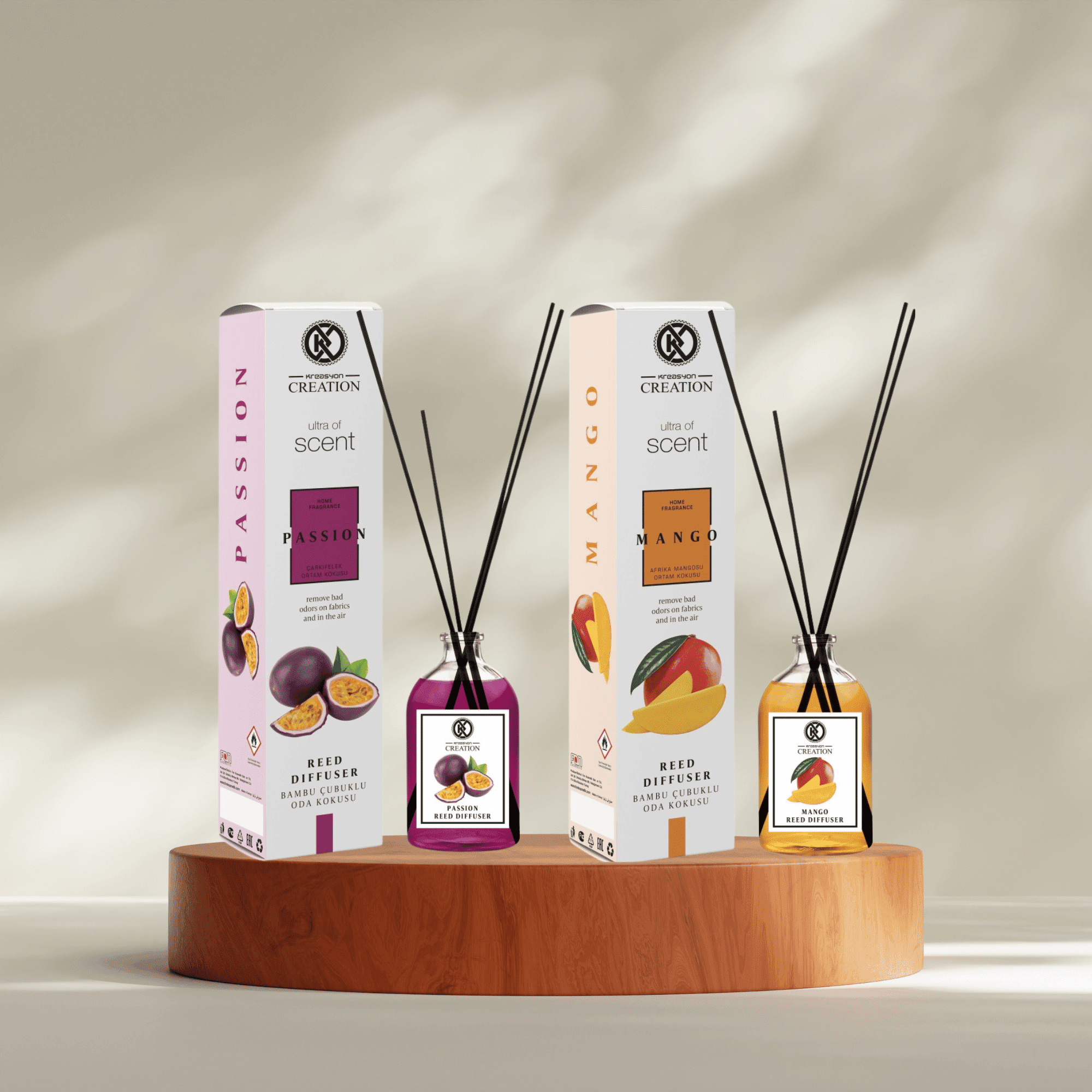 Reed Diffuser Set Combo, Reed Diffuser, Pack of 2, with Mango & Passionfruit Scent, 115 ml ...