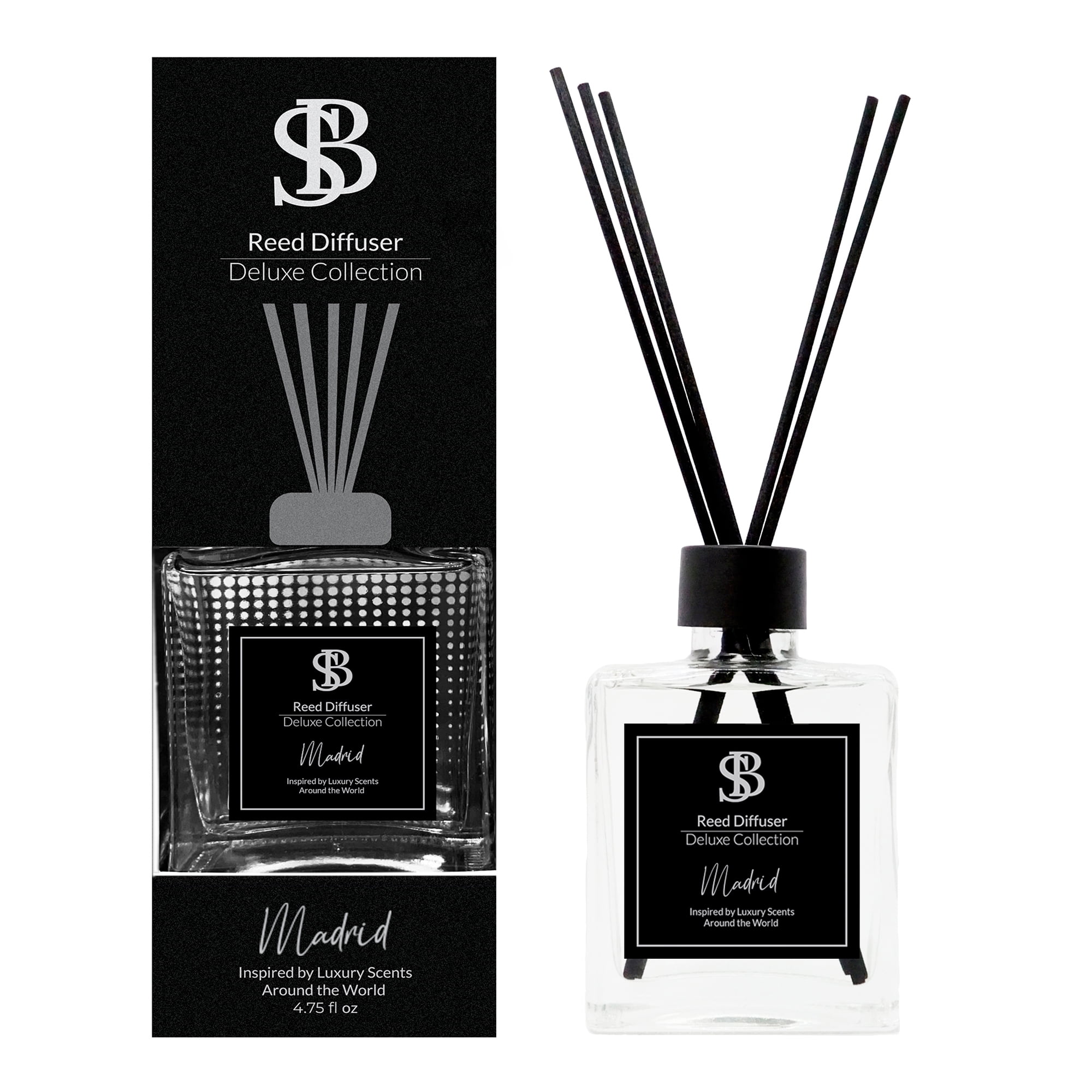 Reed Diffuser Set Deluxe Collection Madrid - Citrus Bloom Fragrance - 4 ...