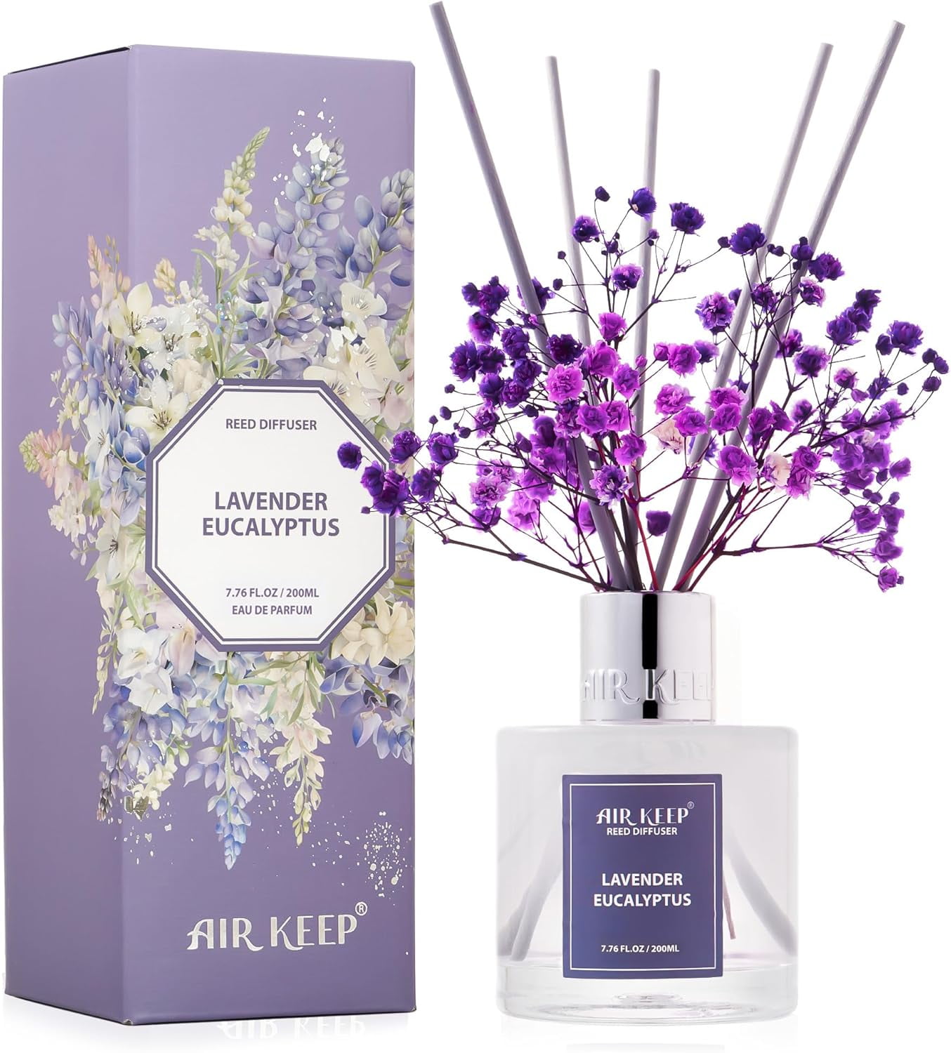 Reed Diffuser Set/Lavender Eucalyptus/6.76 fl oz(200ml)/1 Pack/Home & Office Decor Aromatherapy ...