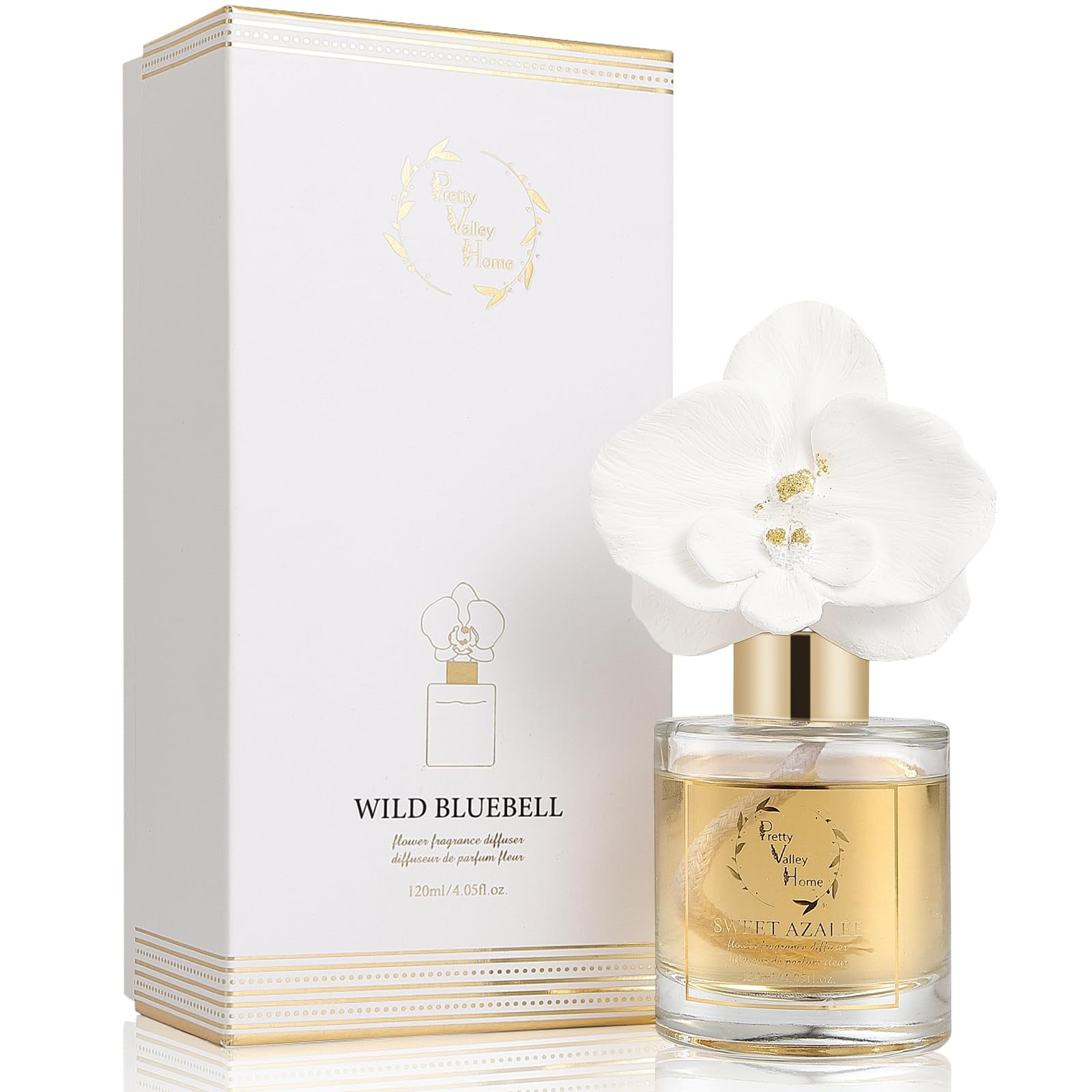 Reed Diffuser Set, Pretty Valley Home Diffuser Gypsum White Orchid ...