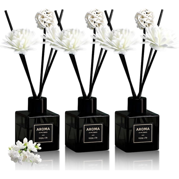 Reed Diffuser Set of 3, Jasmine Scented Oil Diffuser with 15 Sticks ...
