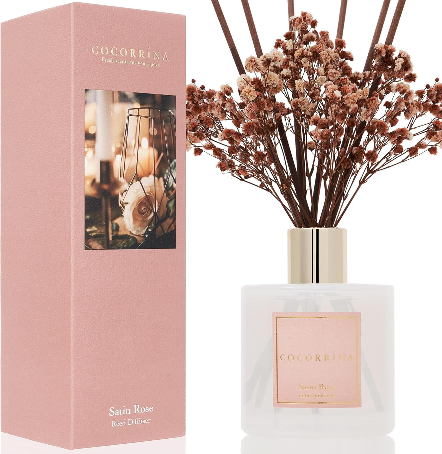 Reed Diffuser Sets- Satin Rose Scented Diffuser with Sticks Home ...