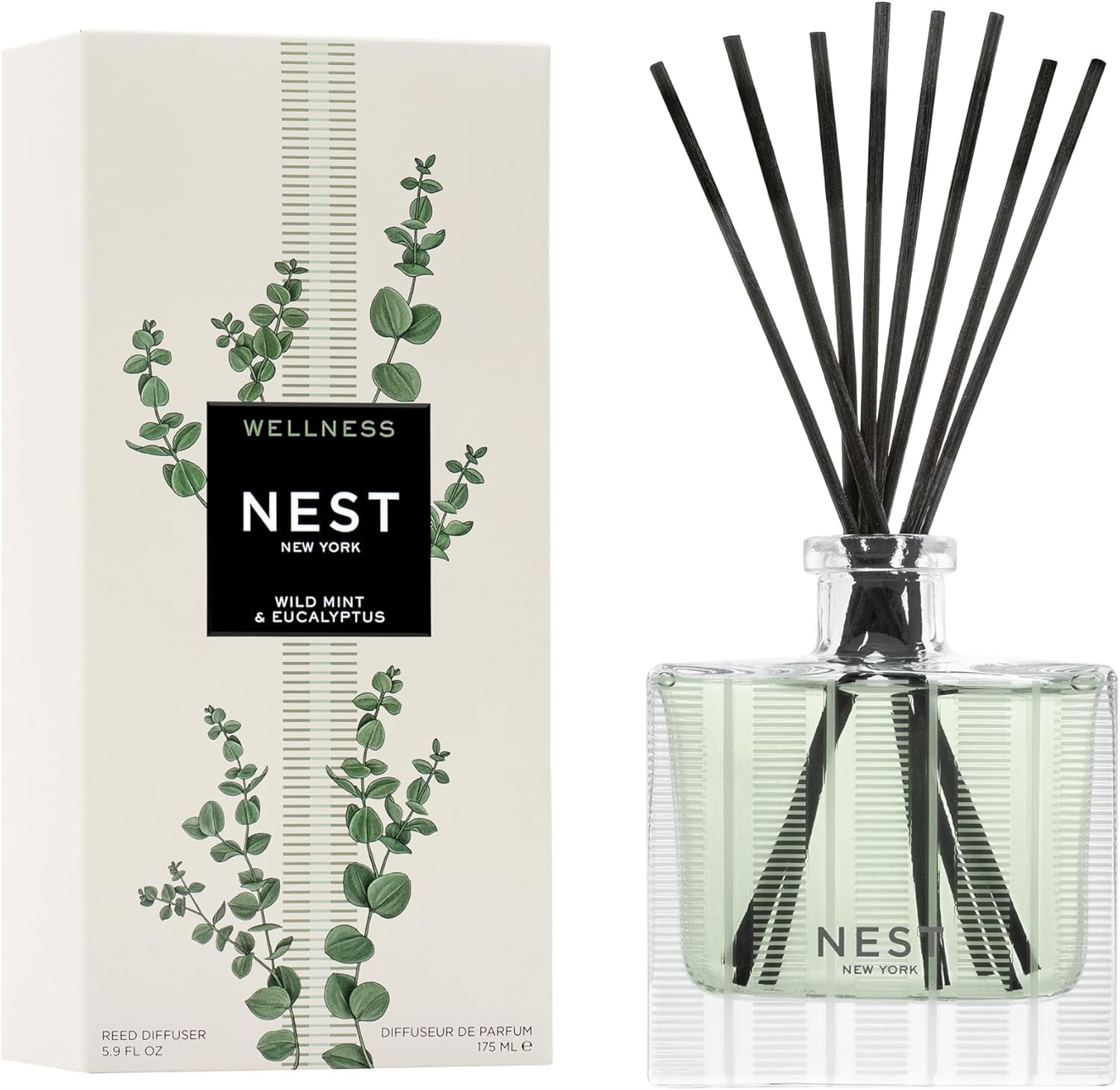 Reed Diffuser, Wild Mint & Eucalyptus - 5.9 fl oz - Fragrance for Up to ...