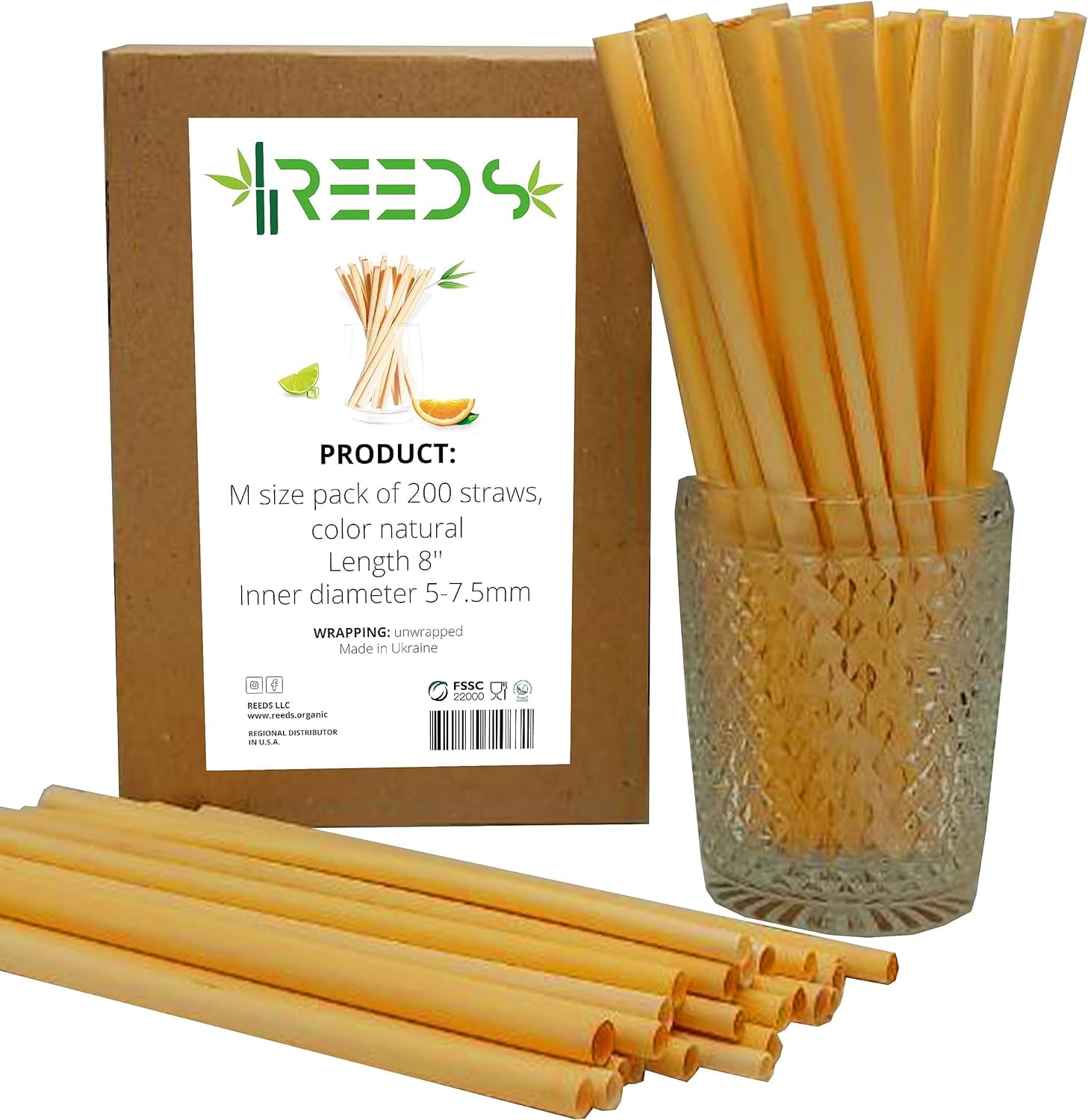 Reed Drinking Straws, Ecological, Biodegradable, 100% Plant-based ...