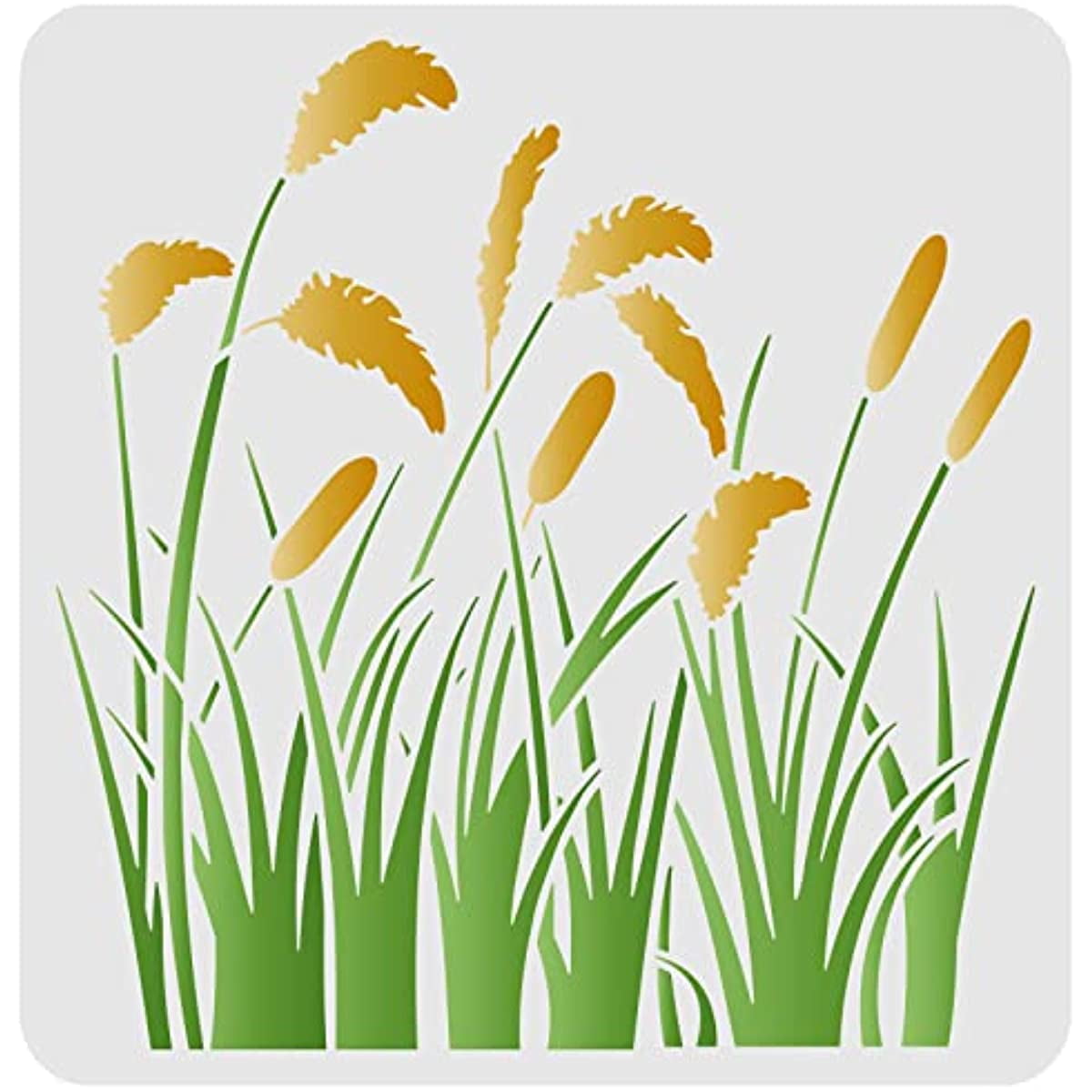 Reed Grass Stencils 11.8x11.8inch Reusable Cattail Leaves Stencils Reed ...
