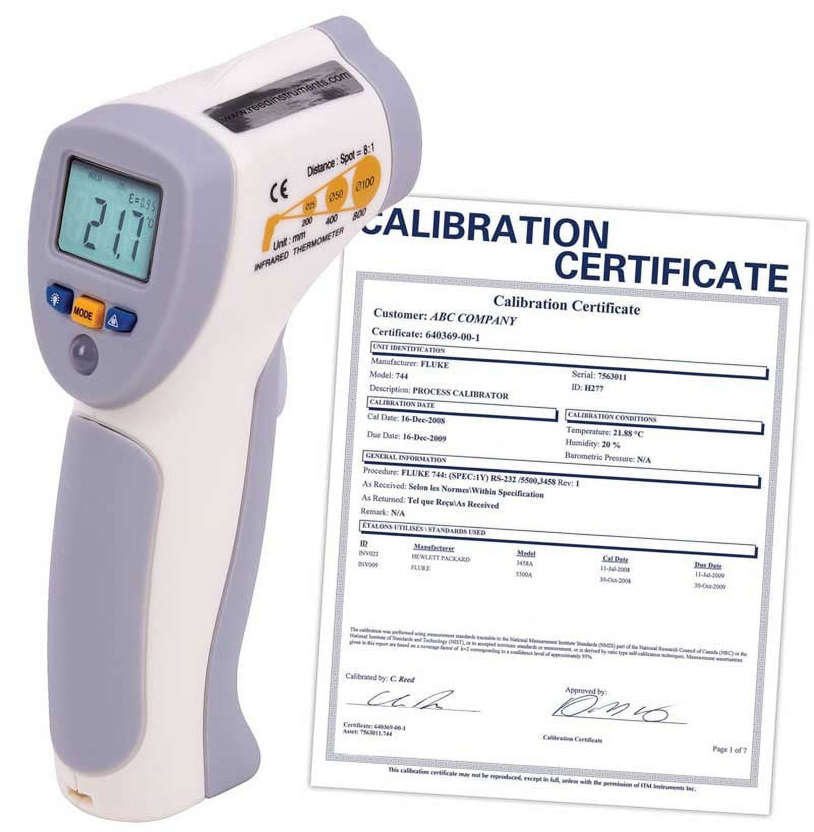 Reed Instruments Food Service IR Thermometer,Fixed,Sound FS-200-NIST ...
