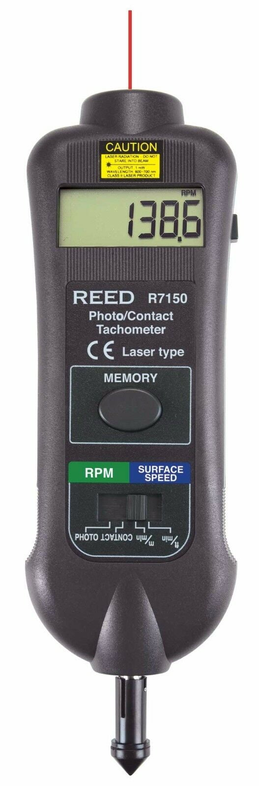 Reed Instruments Tachometer, +/-0.05% RPM Acc, LCD R7150 - Walmart.com