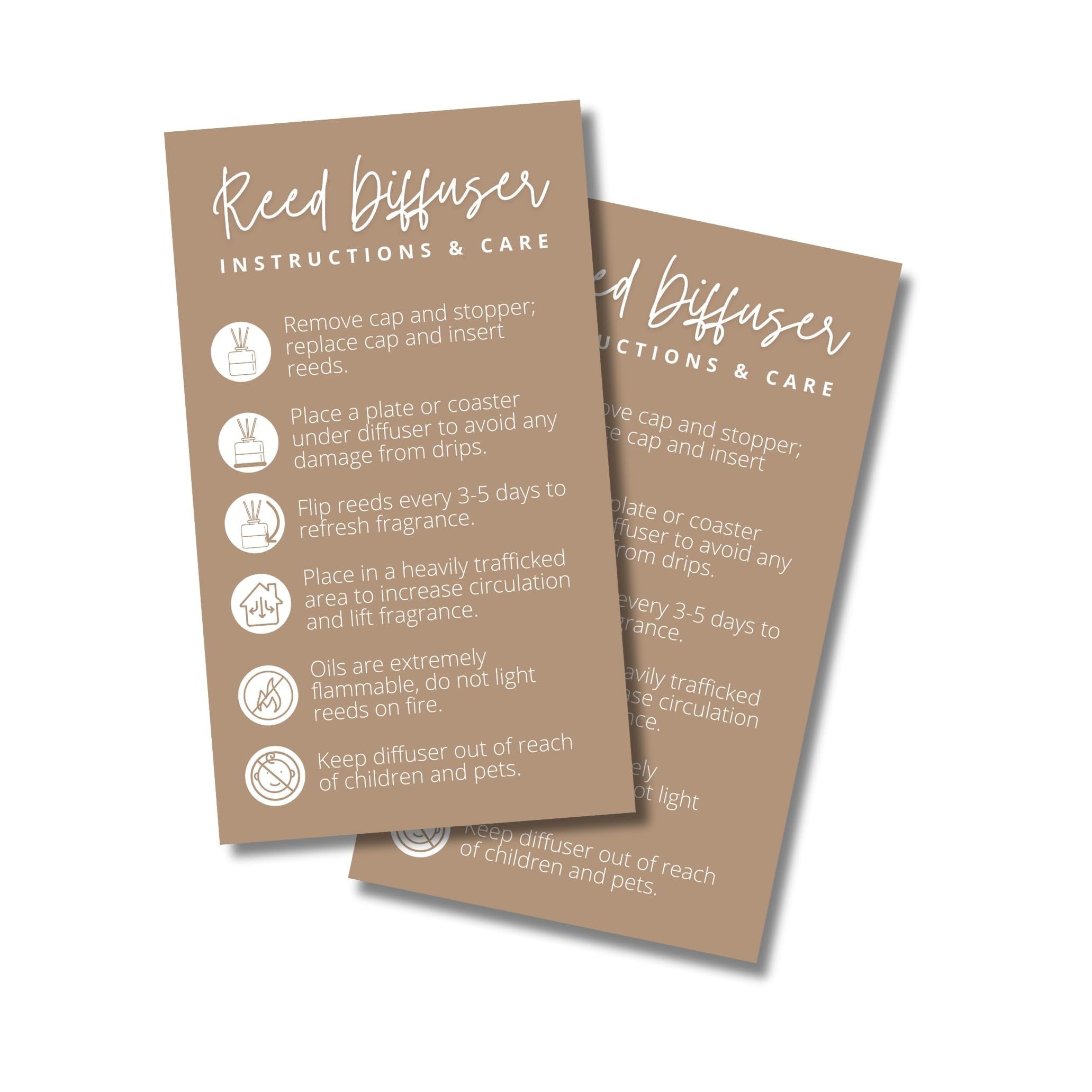 Reed Oil Diffuser Care Card 50 Pack 2 x 3.5 inches Home Scents Wooden ...