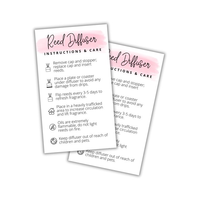 Reed Oil Diffuser Care Card 50 Pack 2 x 3.5 inches Home Scents Wooden ...
