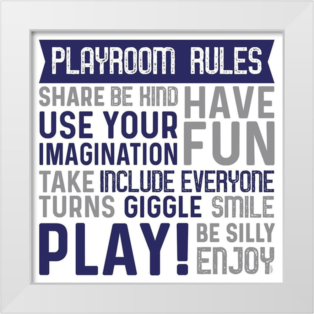 Reed, Tara 26x26 White Modern Wood Framed Museum Art Print Titled - Playroom Rules II - Walmart.com