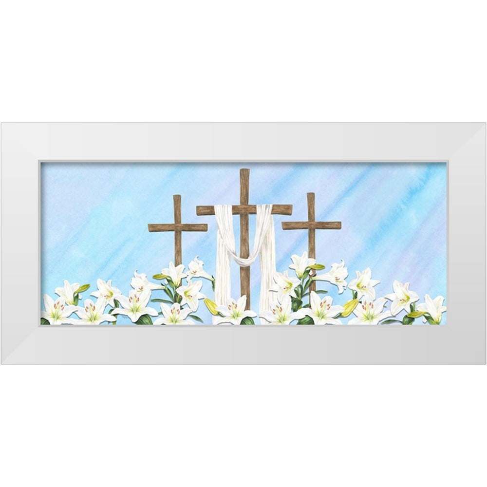 Reed, Tara 32x15 White Modern Wood Framed Museum Art Print Titled - He is Risen panel II-Three ...