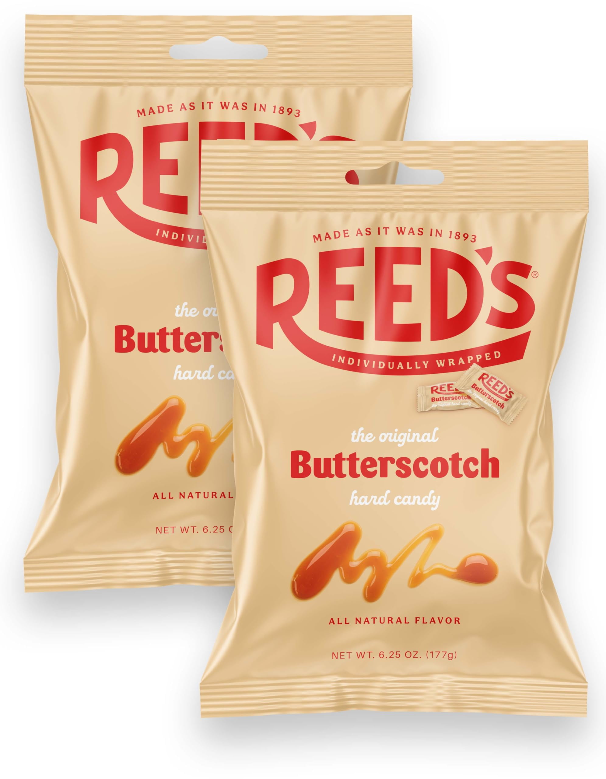 Reed’s Butterscotch Candy, 6.25oz BCF26 Bag (Pack of 2) Individually ...
