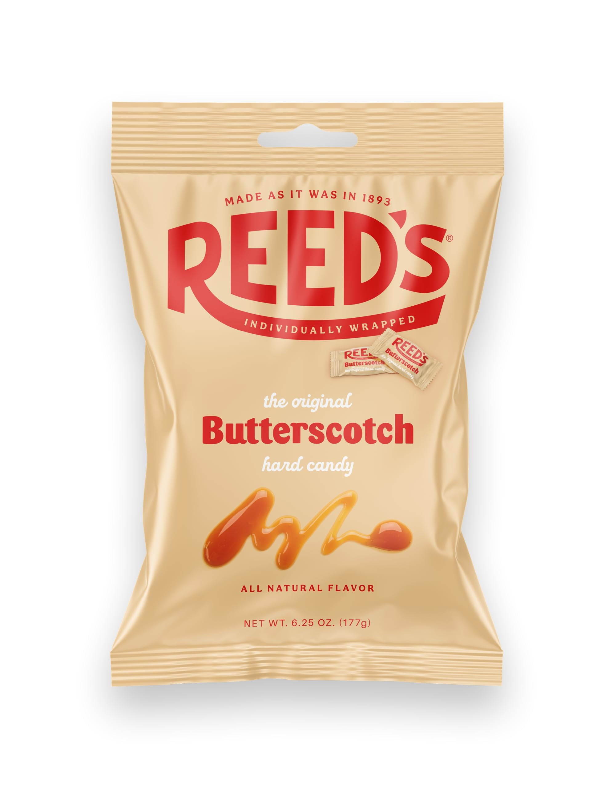 Reed’s Butterscotch Candy, 6.25oz Bag (Pack of 1) Individually Wrapped ...