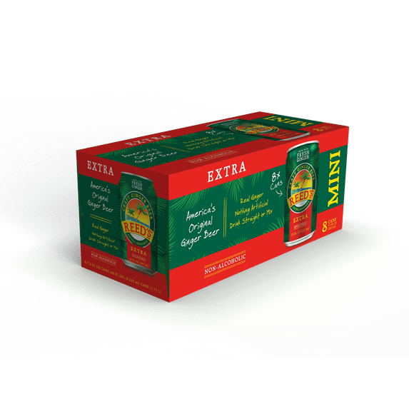 Reed's Extra Ginger Beer Non-GMO, 8 Aluminum 7.5 fl oz Cans per 8 Pack ...