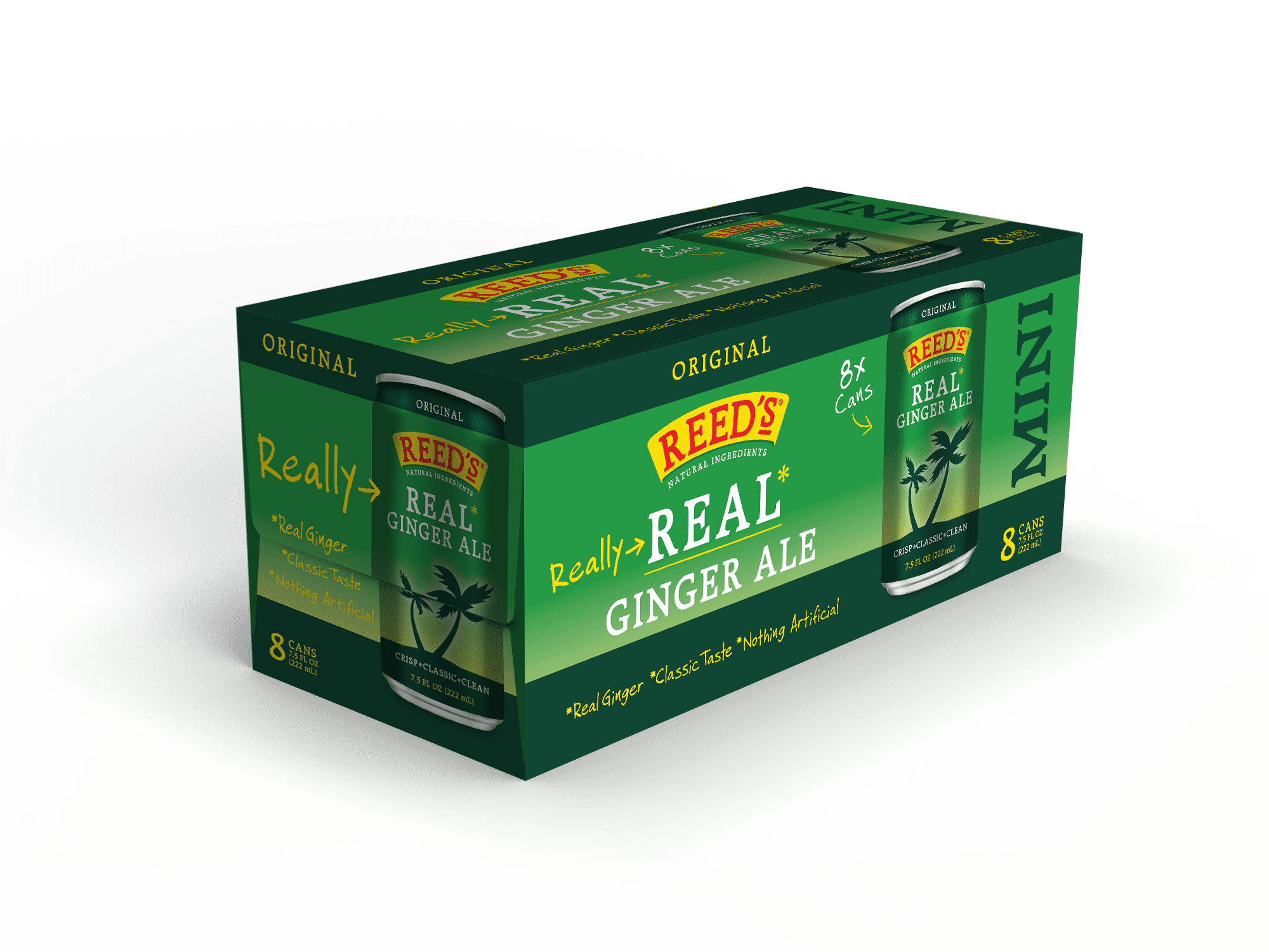 Reed's Real Ginger Ale Non-GMO, 8 Aluminum 7.5 fl oz Cans per 8 Pack ...