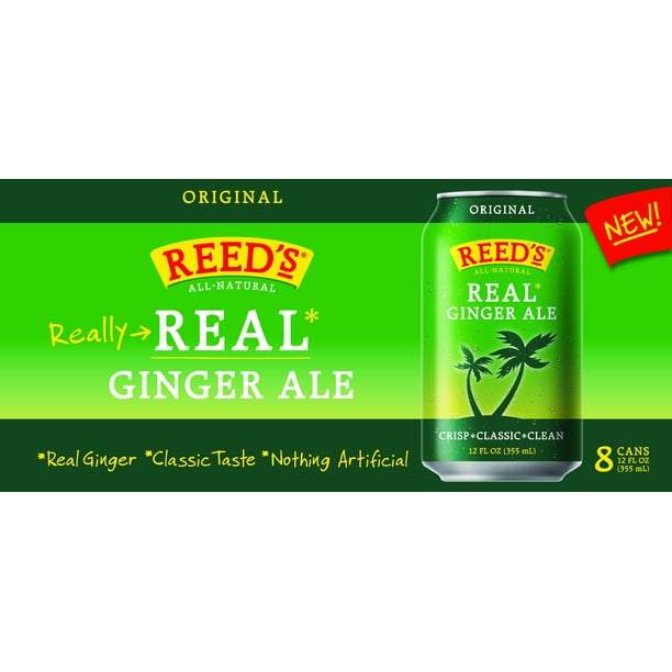 Reed's Real Ginger Ale Soda Pop, 12 Fl Oz, 8 Pack Cans - Walmart.com