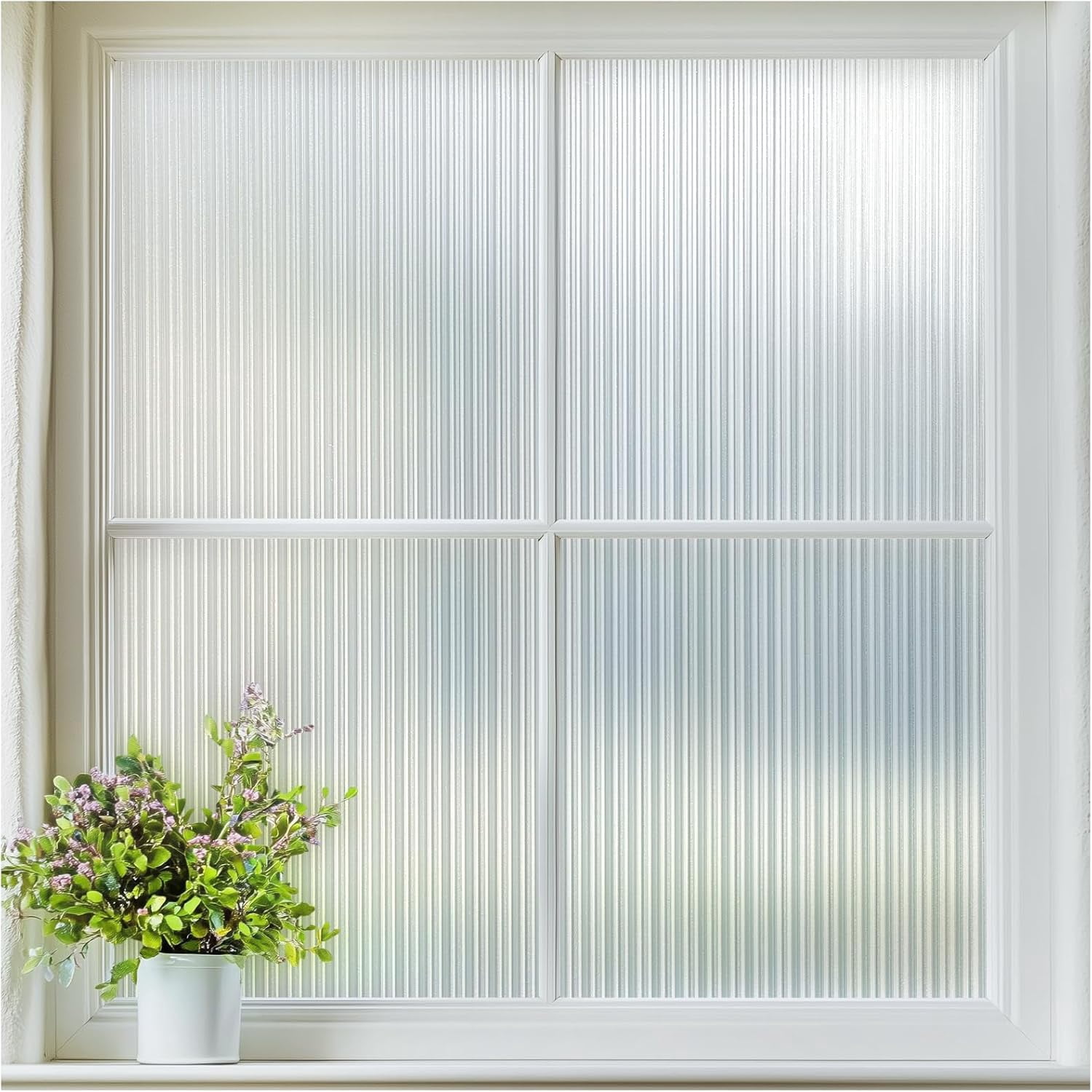 Reeded Glass Window Privacy Film, Frosted Glass Window Film, Static ...
