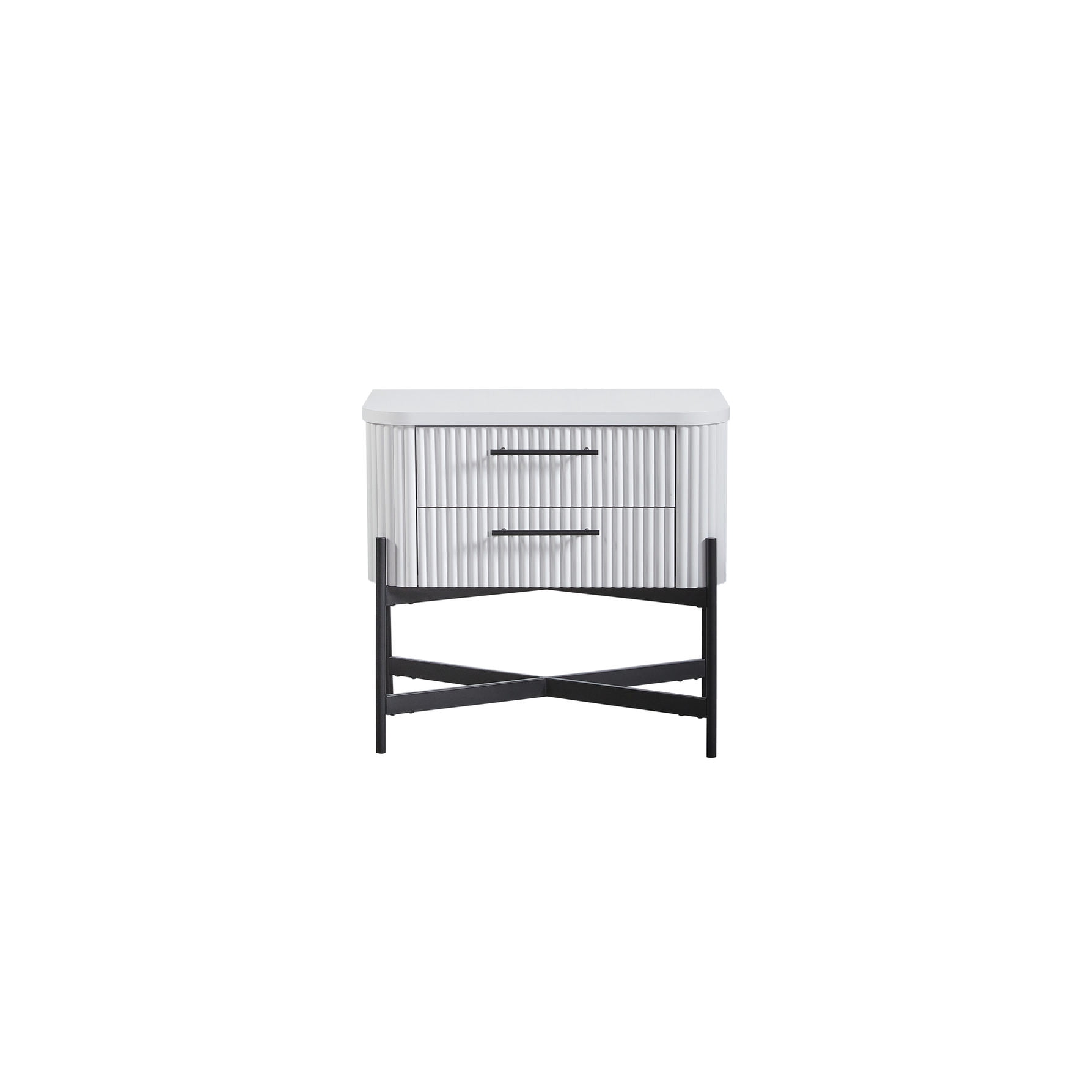 Reeded front and metal base / Nightstand for bedroom storage / Solid ...