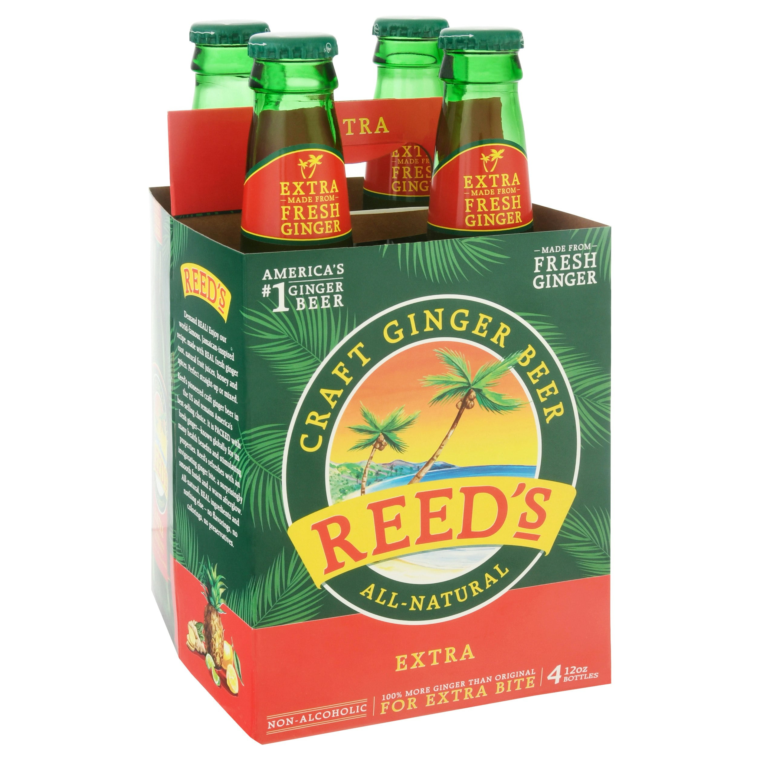 Reeds Ginger Extra Soda 4-Pack 48 fl oz (Pack Of 6) - Walmart.com