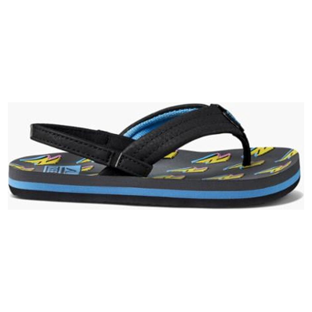 Reef Baby Boy's Little Ahi Thong Flip Flops Black Yellow Blue (5/6 ...