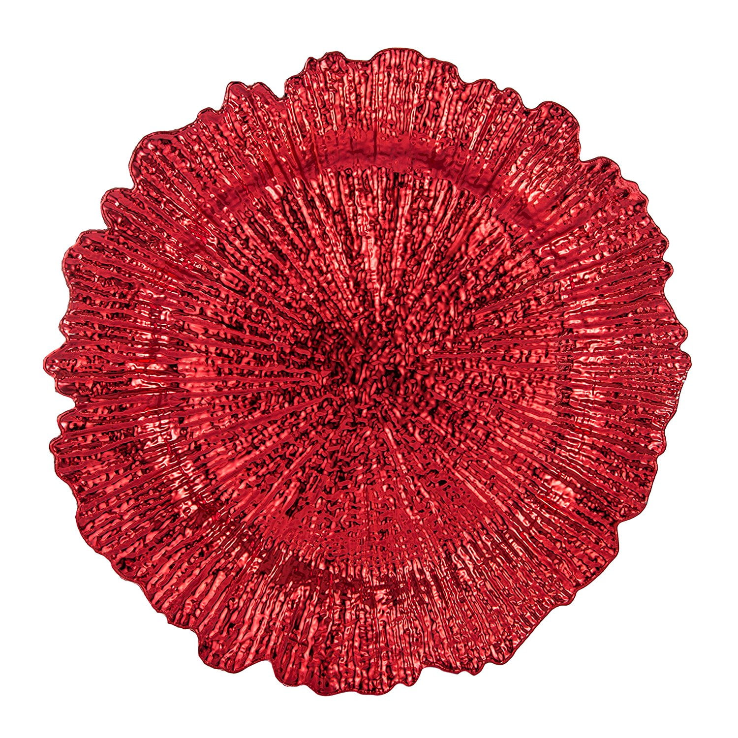 Reef Pattern Round Plastic Plate With Electroplating Finish, Red ...