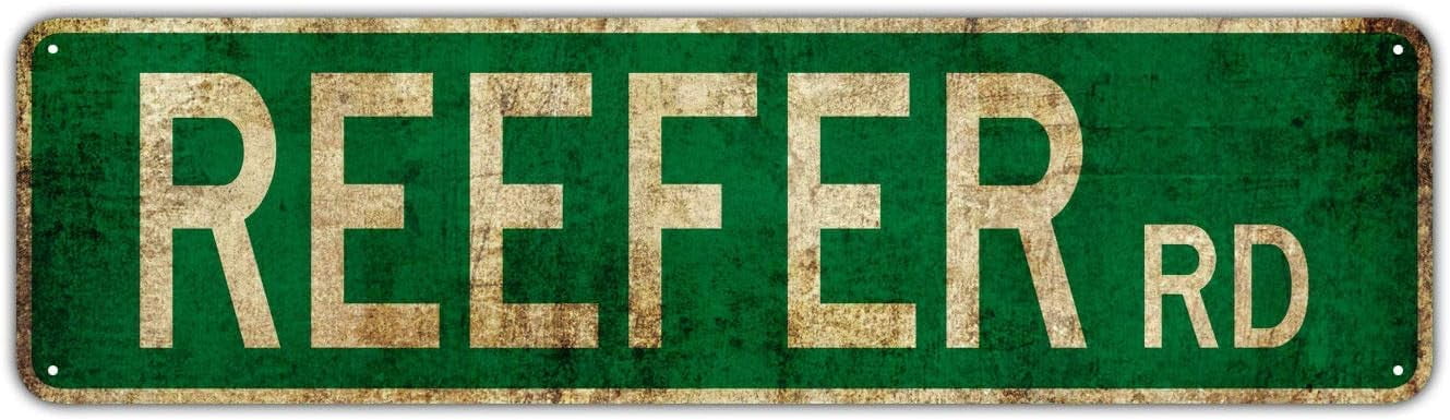 Reefer RD Vintage Tin Sign Gifts for Men, Outdoor Metal Sign, Road ...